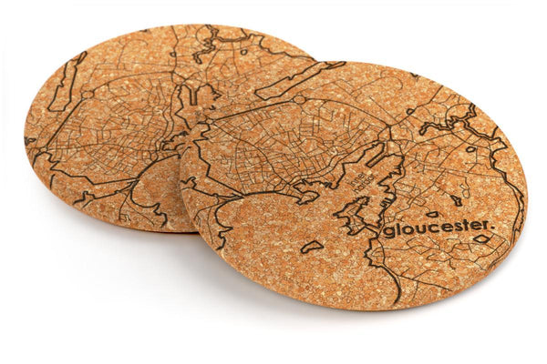 Home Town Map Cork Coaster Pair - Well Told Wholesale