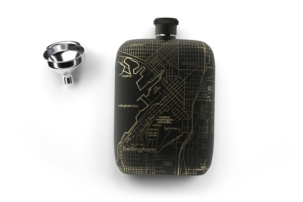 Engraved Maps Pocket Flasks - Well Told Wholesale
